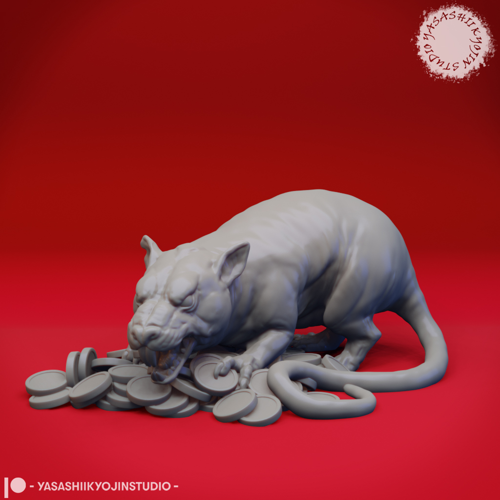 Giant Rat Resin Miniature | Yasashii Kyojin Studio | 32mm & 54mm Sewer ...